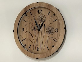 Li-Go "Pampeliška" Dřevěné hodiny dub světlý velikost svítidla/hodin: 50 cm