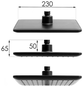 Erga Bodo Therm, sprchová souprava s termostatickou baterií a dešťovou hlavicí 23x23cm, černá matná, ERG-YKA-BP.BODO-THERM-23-BLK