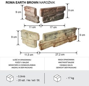 Rohový kámen Roma earth brown  bal=0,9mb
