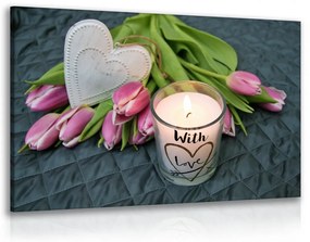 Malvis ® Obraz relax - květina se svíčkou Velikost (šířka x výška): 60x40 cm
