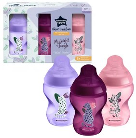 Tommee Tippee Kojenecká láhev C2N Jungle 260 ml 3 ks 0 m+ Purple