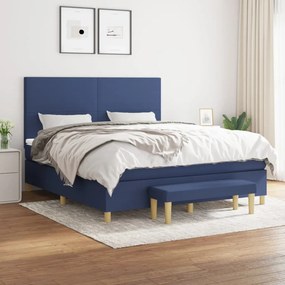 Box spring postel s matrací modrá 160x200 cm textil 3137011
