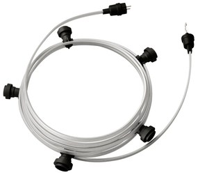 creative cables Hotový světelný řetěz LUMET 7,5 m je sestavený z 5 černých objímek, háčku a zástrčky Barva kabelu: Stříbrná - CM02