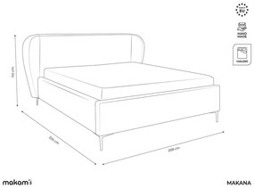 Tmavě zelená čalouněná dvoulůžková postel s roštem 140x200 cm Makana – Makamii
