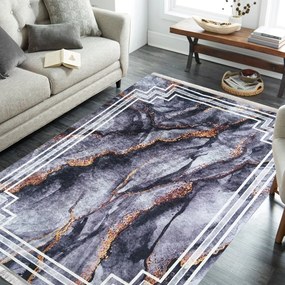 Protiskluzový koberec tmavě šedé barvy se vzorem Šířka: 60 cm | Délka: 100 cm