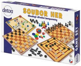 Soubor her 7 společenská hra dřevo v krabici 37x22x4cm