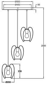 Fabas Luce 3677-47-101 - Lustr na lanku CAMP 3xE27/40W/230V černá