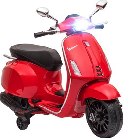 AIYAPLAY Elektrická Motorka pro Děti +3 Let Licencovaný Vespa Akumulátorová Motorka pro Děti 6V s USB MP3 LED Světlem FM Rádiem Rychlost 3 km/h Nosnos
