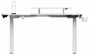 Herní stůl ULTRADESK WINGER – 111x155x60 cm, elektricky nastavitelná výška, RGB podsvícení, bílá