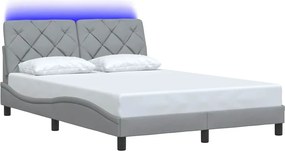 Rám postele s LED bez matrace Světle šedá 140x200 cm Látka 3310671