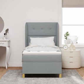 Postel s boxspringem s čelo Světle šedá 200 x 80 cm textil 3340718