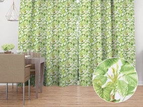 Biante Bavlněný závěs Sandra SA-297 Zelené pokojové rostliny na bílém 150x190 cm