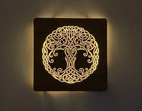 Li-Go "Keltský strom života" světelný obraz 230V 62x62cm provedení povrchu: dub světlý