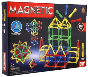 Magnetická stavebnice 148ks plast/kov v krabici 30x22x4cm