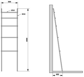 Sapho, DEBUT Stojan na ručníky pro opření, 500x1860x32mm, černá mat, SE121