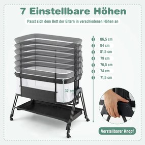Costway Baby Co-Sleeper Skládací přenosná dětská postel tmavě