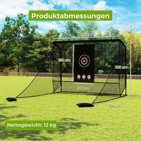 Costway Golfová síť Golfová tréninková síť s terčem – 326 × 305 × 225 cm