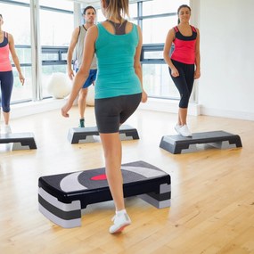 HOMCOM Nastavitelný Aerobní Fitness Stupínek s Protiskluzovým Povrchem 78x29x20 cm