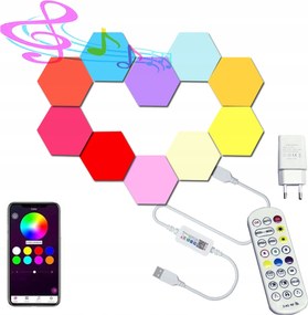 Lampa Hexagon Medová Plástev Nástěnná Rgb Aplikace 10 Ks
