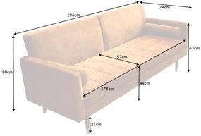 Designová rozkládací sedačka Walvia 196 cm hořčicová žlutá