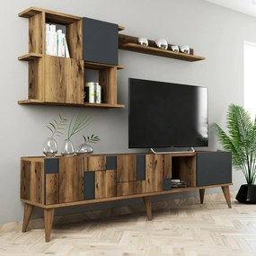 Televizní stěna Madrid Anthracite and Walnut