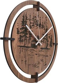 Dřevěné nástěnné hodiny s motivem lesa - moderní design | SENTOP HDF0701-ruky-silver