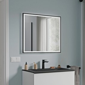 Zrcadlo s LED osvětlením VARO FRAME - obdélníkové - vyhřívané - černý rám - různé velikostiMožnost volby velikosti