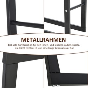 HOMCOM Držák na dřevo Metal 40 x 25 x 150 cm Úložná pomůcka na dřevo Ocelový rám až do 100 kg Přístřešek na dřevo Venku Dřevěný rack pro zahradu a te…