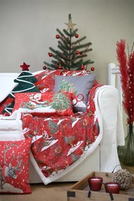 Vánoční deka z mikrovlákna THROW červená 130x160 cm France