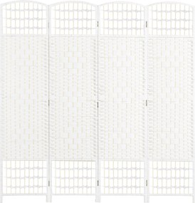 HOMCOM Skládací Předěl s 4 Panely 160x170 cm, S Rámem z Dřeva a Papírovým Provázkem pro Ložnici a Obývací Pokoj - Bílá | Aosom
