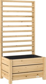 Vyvýšený truhlík Outsunny s mříží — přírodní smrkové dřevo, odtokový otvor, netkaná vložka, 60 x 39 x 120 cm