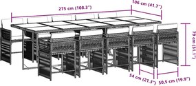 11dílný zahradní jídelní set s poduškami mix béžové polyratan 3211656
