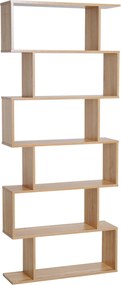 HOMCOM Knižní polička Zigzag v moderním designu 80Š x 23H x 192V cm, 6 úrovní, barva světlého dubu | Aosom