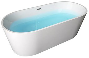 BPS-koupelny Volně stojící akrylátová vana HYD-LIZ502A 150x75 bílá, odtokový komplet chrom