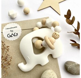 GAG design Kousátko do ručky silikonové Hryzátko slon Přírodňák