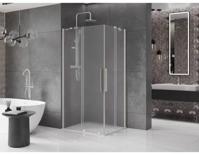 Mexen Velar Duo, sprchový kout s posuvnými dveřmi 100 x 90 cm, 8mm sklo námraza, broušená ocel, 871-100-090-32-97