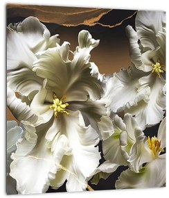 Obraz - Květy orchidejí na mramorovém pozadí (30x30 cm)