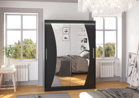 ADRK Furniture Posuvná skříň se zrcadlem a LED osvětlením MODESTO 150 SW-MOD-B-150+L-V169