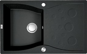 Laveo Molokin, 1-komorový granitový dřez 800x500x195 mm s dlouhým odkapávačem, černá, LAV-SPO_711T