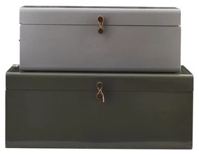 House Doctor Kovový úložný box Green/ Grey Menší, zelená barva, šedá barva, kov