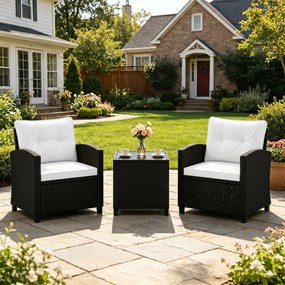 Costway 3 PCS. Ratanová sada Gartenmöbel inkl. 2 Sessel a 1 Beistelltisch – bílý