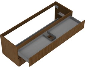 Mexen Rivel, koupelnová skříňka pod umyvadlo 140 cm, 2 zásuvky, drážkovaná, ořech, 91A20-14047-2-BFF86