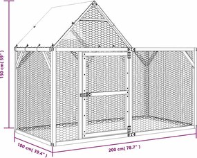 Kurník 200x100x150 cm impregnované masivní borové dřevo 3102992