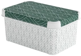 Bílý/zelený plastový úložný box s víkem 29,5x19,5x13,5 cm S – Curver