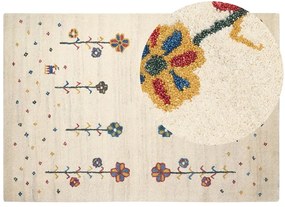 Vlněný koberec gabbeh 160 x 230 cm béžový HUSUNLU Beliani