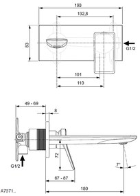 Ideal Standard Conca - Umyvadlová baterie pod omítku, kartáčovaná zlatá A7371A2