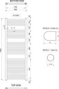 Aqualine ALYA otopné těleso rovné 600 x 1420 mm chrom LLR105