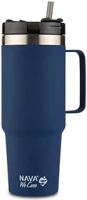 Nava greece tumbler we care s rukojetí 900 ml, dark blue