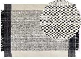 Vlněný koberec 140 x 200 cm bílý/černý KETENLI Beliani