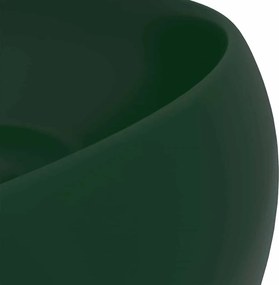 Luxusní umyvadlo kulaté matné tmavě zelené 40 x 15 cm keramické 147003